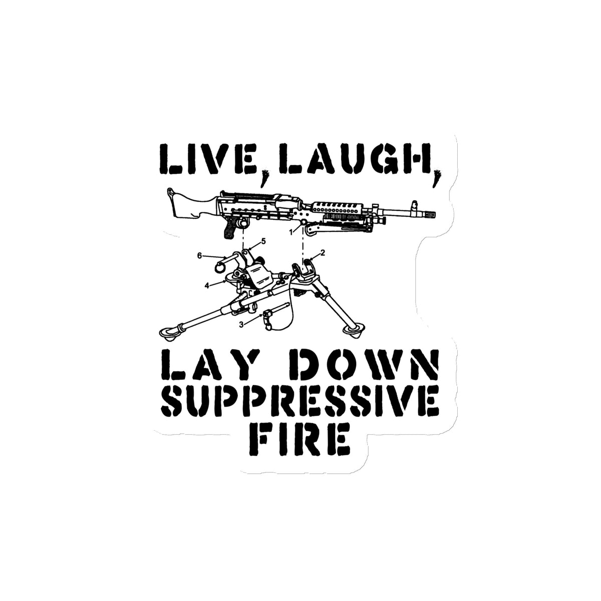 Live Laugh Lay Down Suppressive Fire - Machine Gun, Meme Magnet ...