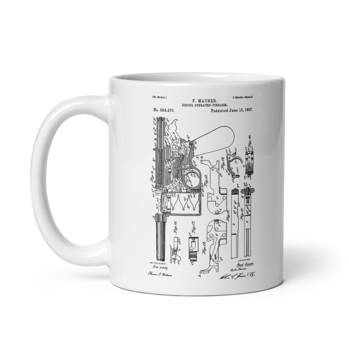 Mauser C96 Broomhandle Patent - Blueprints, Schematics, Gunsmith Mug ...